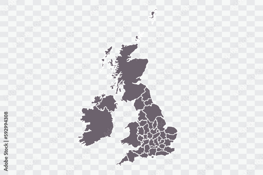 Vetor de Uk Counties Map Grey Color on White Background quality files ...