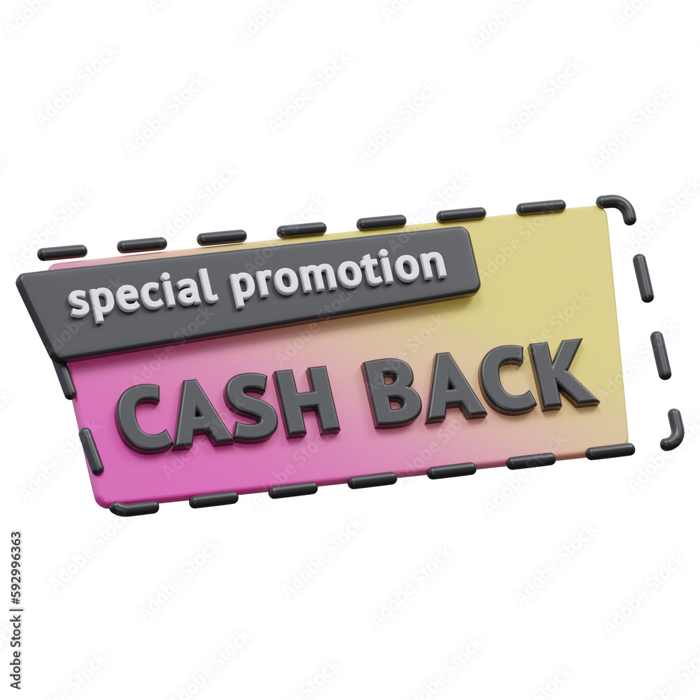 special promotion cash back 3d render with transparent background, cash ...