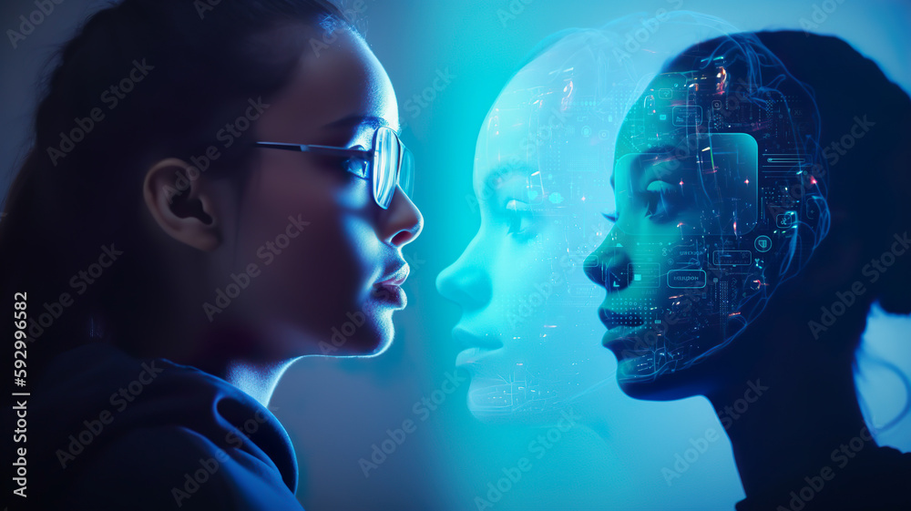 Machine learning reaction and ai artificial intelligence.Chat bot ...