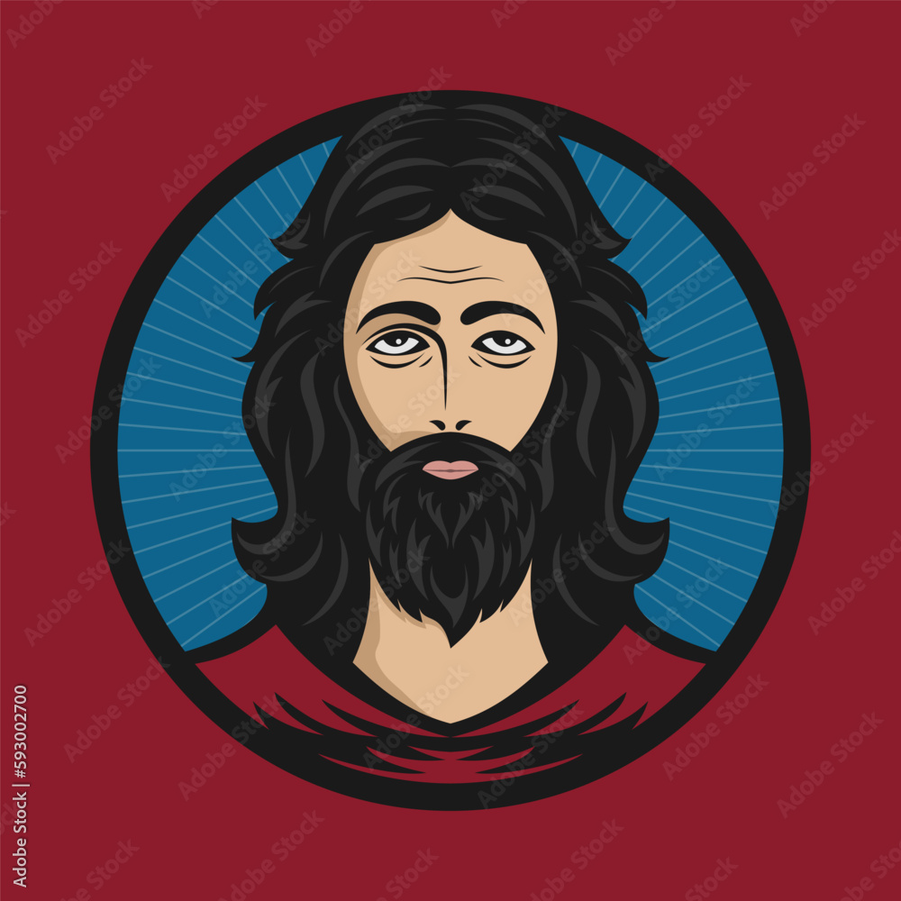 Jesus Christ face. Flat icon, logo. Vector illustration Stock Vector ...
