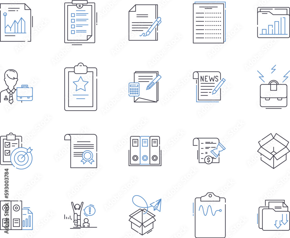 Paperwork Outline Icons Collection Forms Documents Records Filing Contracts Letters Bills