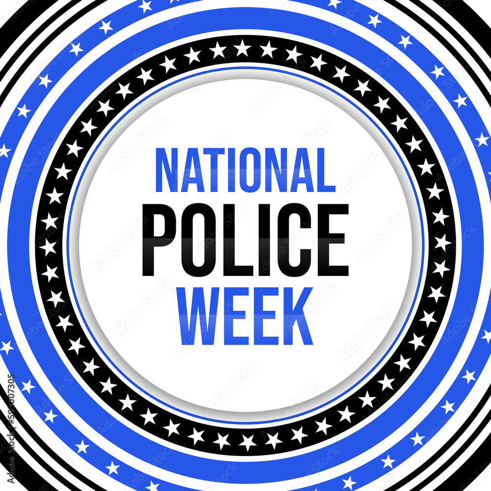 National Police Week backdrop with blue and black circles in ...