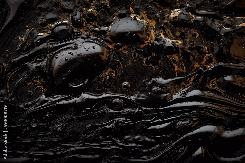 liquid black oil close up background, textured swirl, ai generative ...