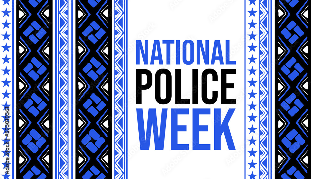 National Police Week with traditional borders and typography backdrop ...