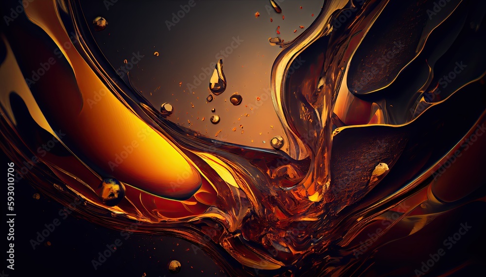 Car motor oil background, pouring liquid fuel bubble, ai generative ...