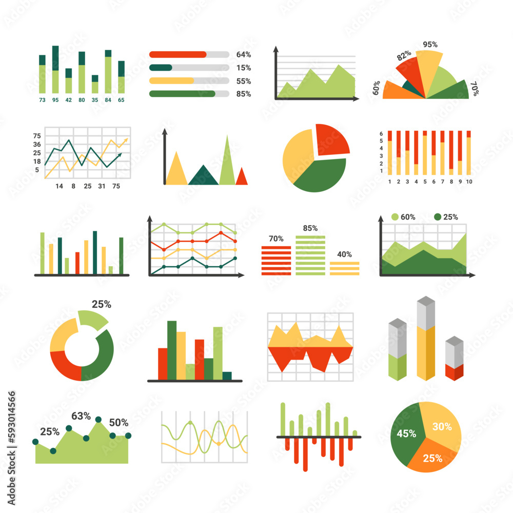 Vetor de Infographic elements. Graph, chart and bar. Flat business ...