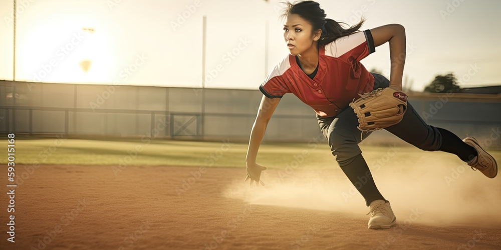 female athlete fast pitch softball player, generative AI Stock ...