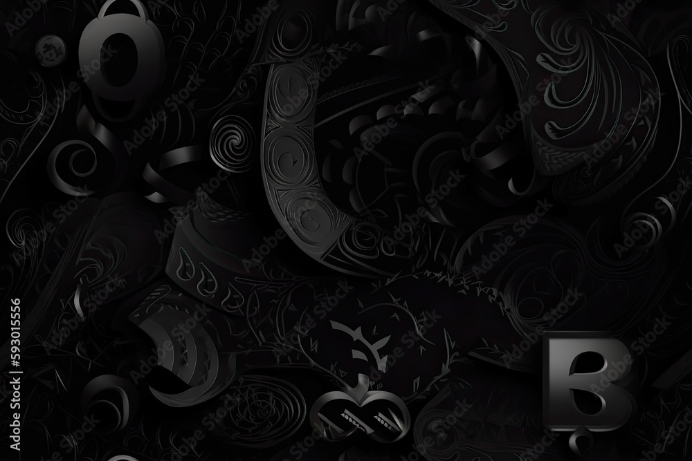 an abstract black background with lots of different shapes and sizes ...