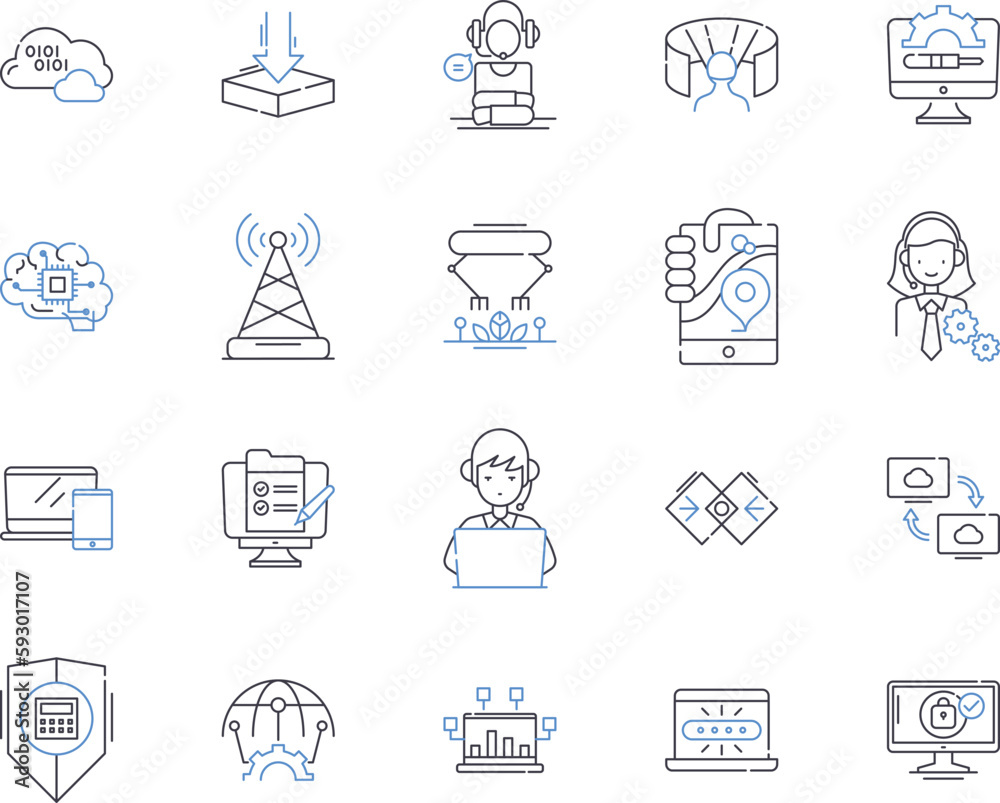 Robotic process automation outline icons collection. Robotics, Process, Automation, RPA, Machine ...