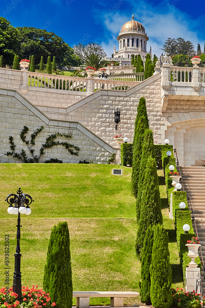 Haifa, Israel - Juny 18, 2022: Shrine of the Bab on Mount Carmel in ...