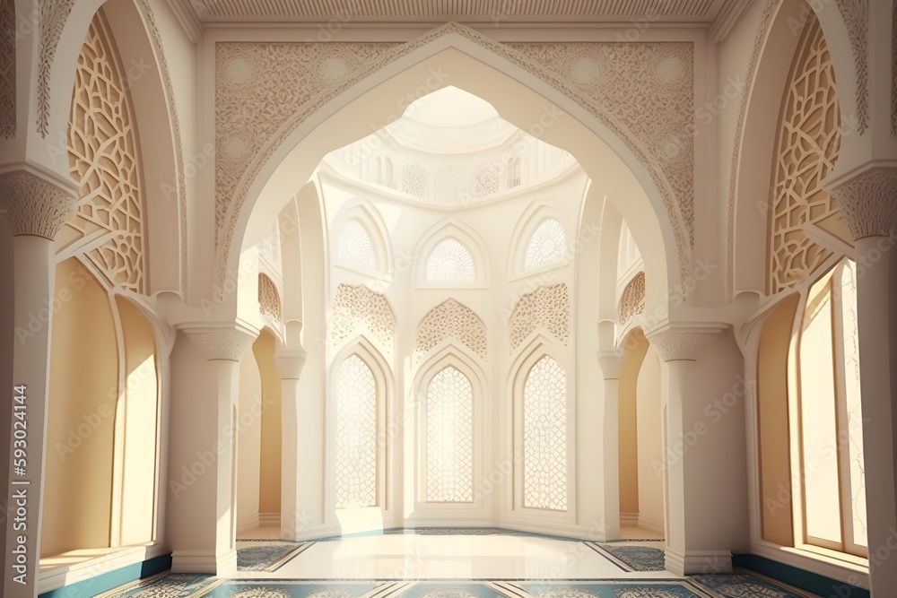 Luxury Mosque Interior with Gold and White Theme. Created with ...