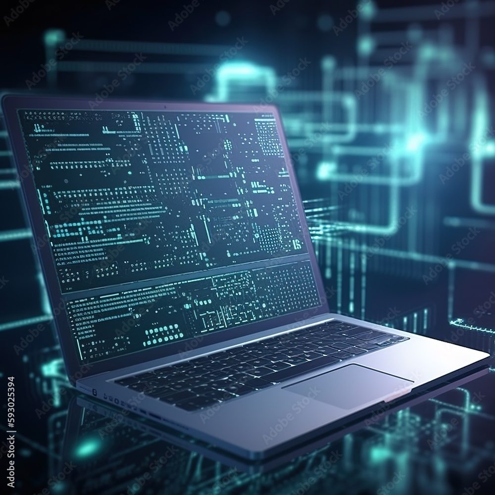 Software Web Development Programming Concept Abstract Laptop Screen With Programming Language