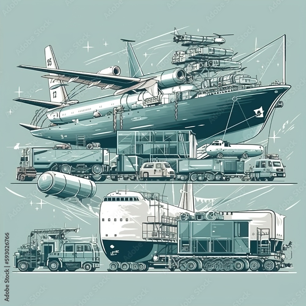 System transport and logistics of truk container cargo ship and cargo ...