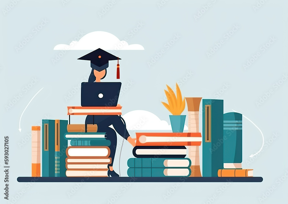 The concept of online education, the process of learning via the ...