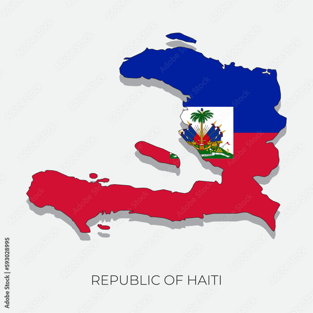 Haiti map and flag. Detailed silhouette vector illustration Stock Vector | Adobe Stock