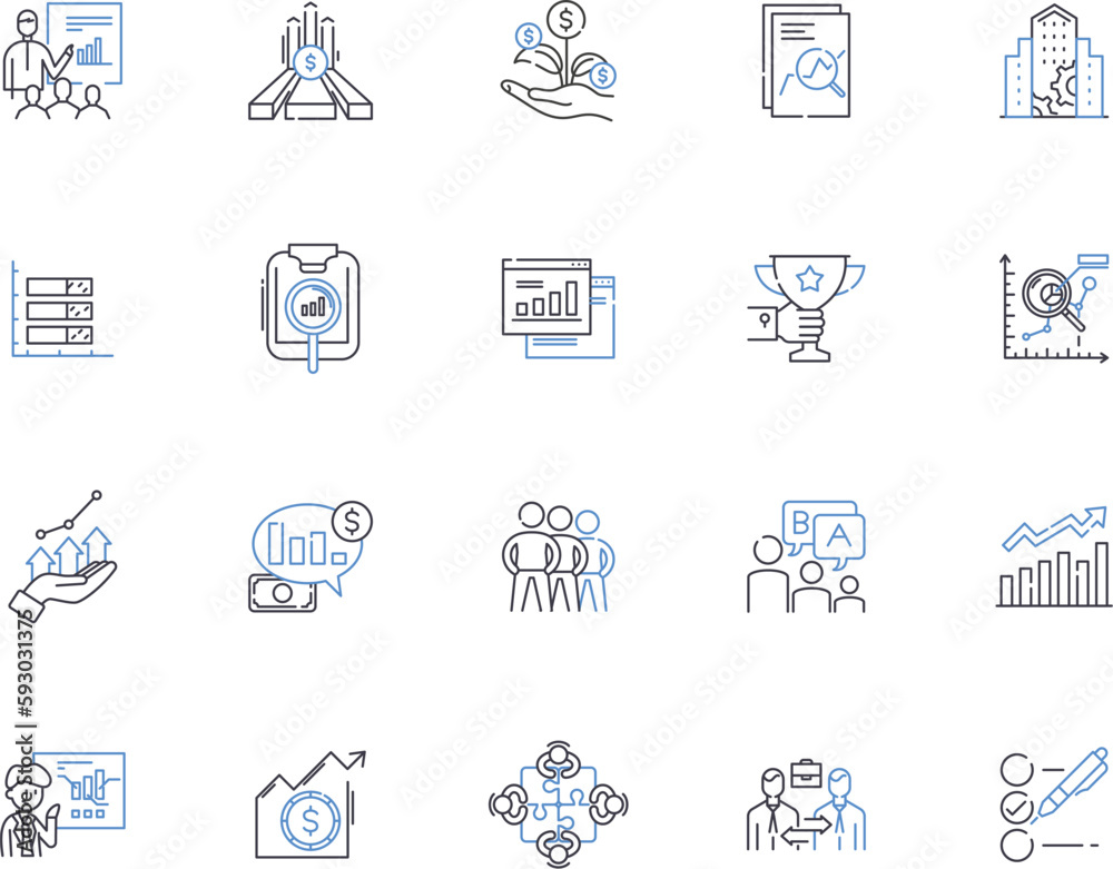 Development outline icons collection. Growth, Progress, Expansion ...