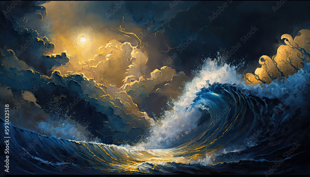 Absolutely stunning Generative Ai illustration of wave and cloud ...