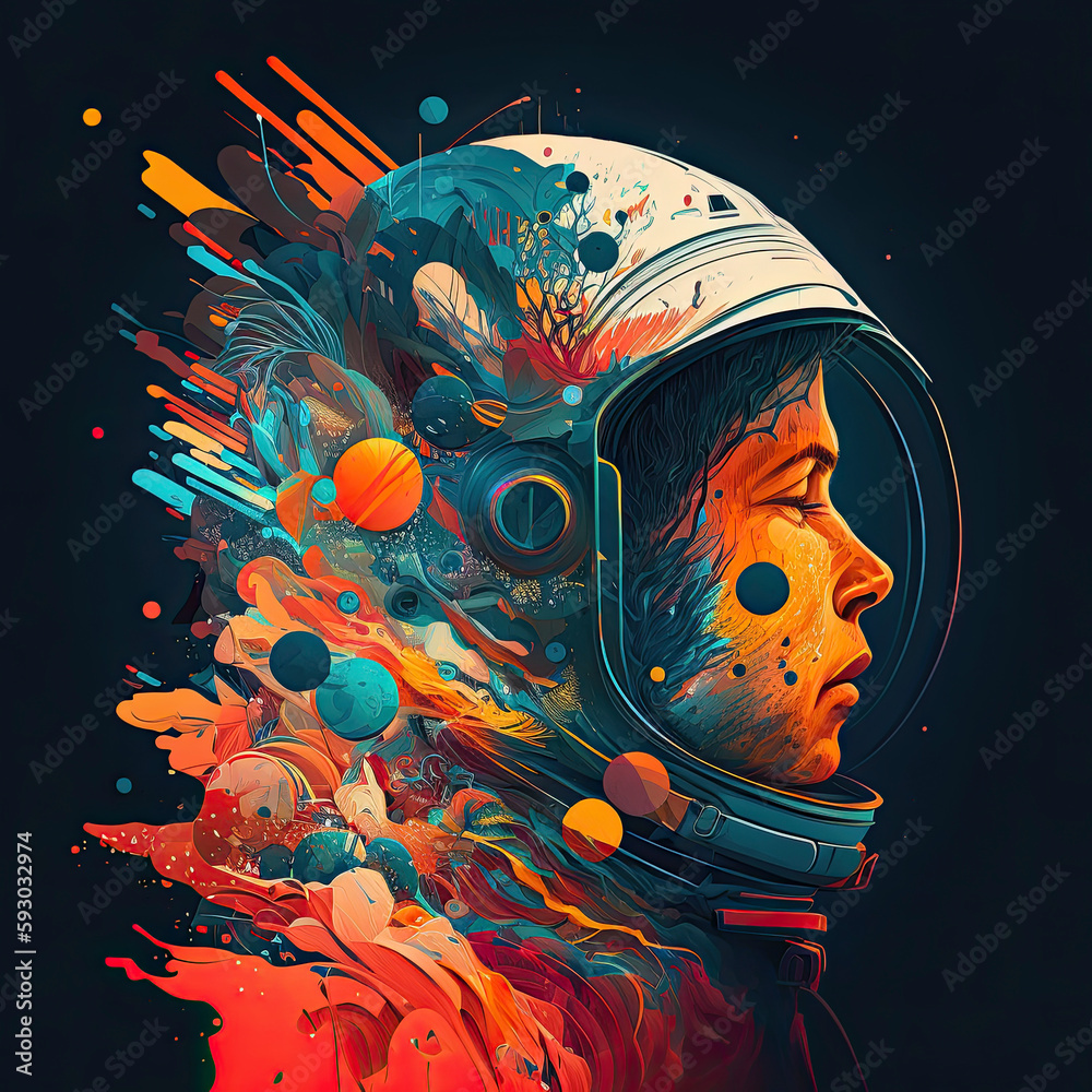 Stunning Generative AI illustration portrait of abstract surrealism ...