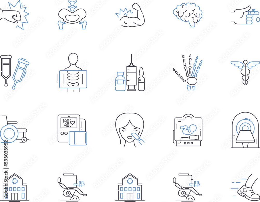Health examination outline icons collection. Checkup, Assessment ...
