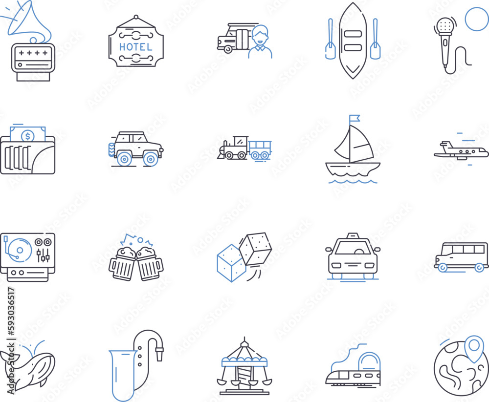 Travelingand vacation outline icons collection. Holiday, Touring ...