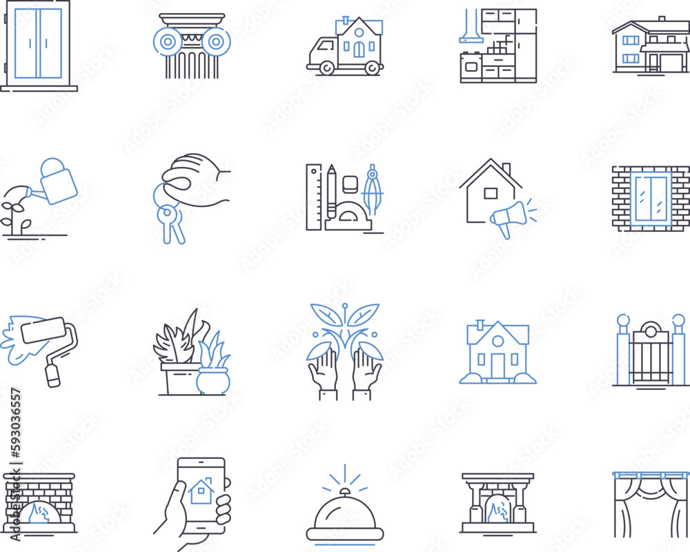 Remodeling and renovation outline icons collection. Remodelling ...