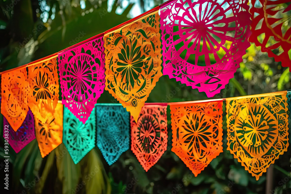 colorful paper garlands hanging on a string in the shape of flowers and ...