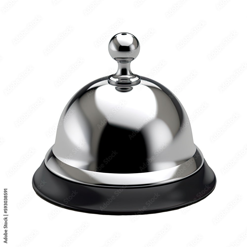 3D Icon Of Bell With Silver Finish And Black Handle. On An Isolated ...
