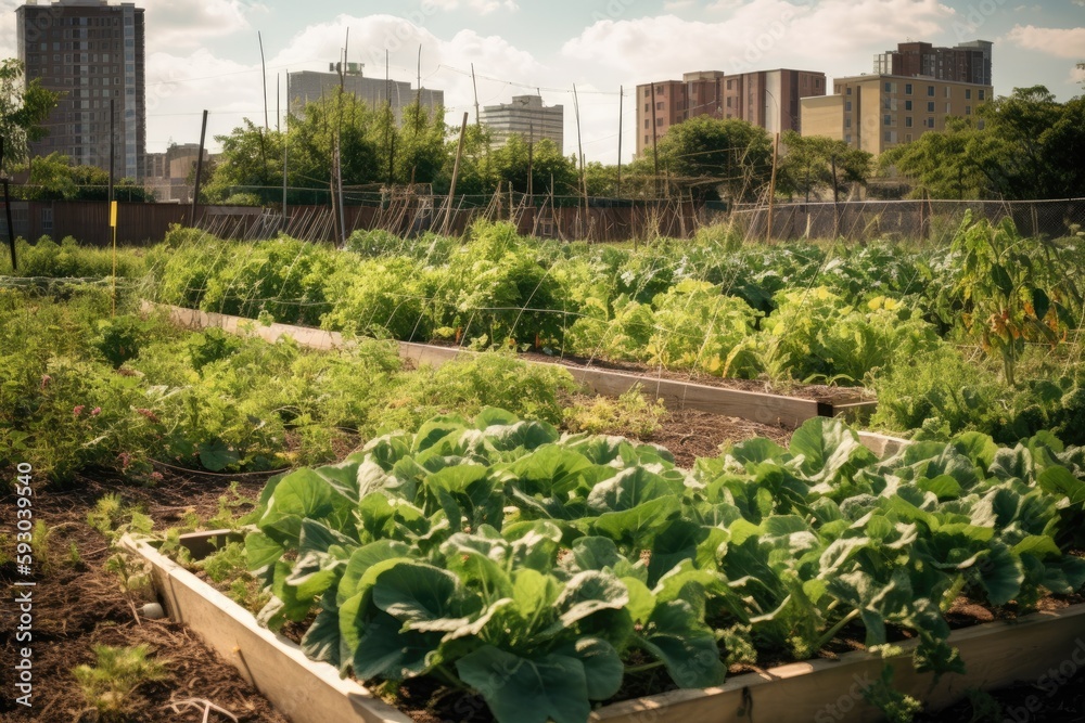 community garden or urban farming project, showcasing the importance of ...