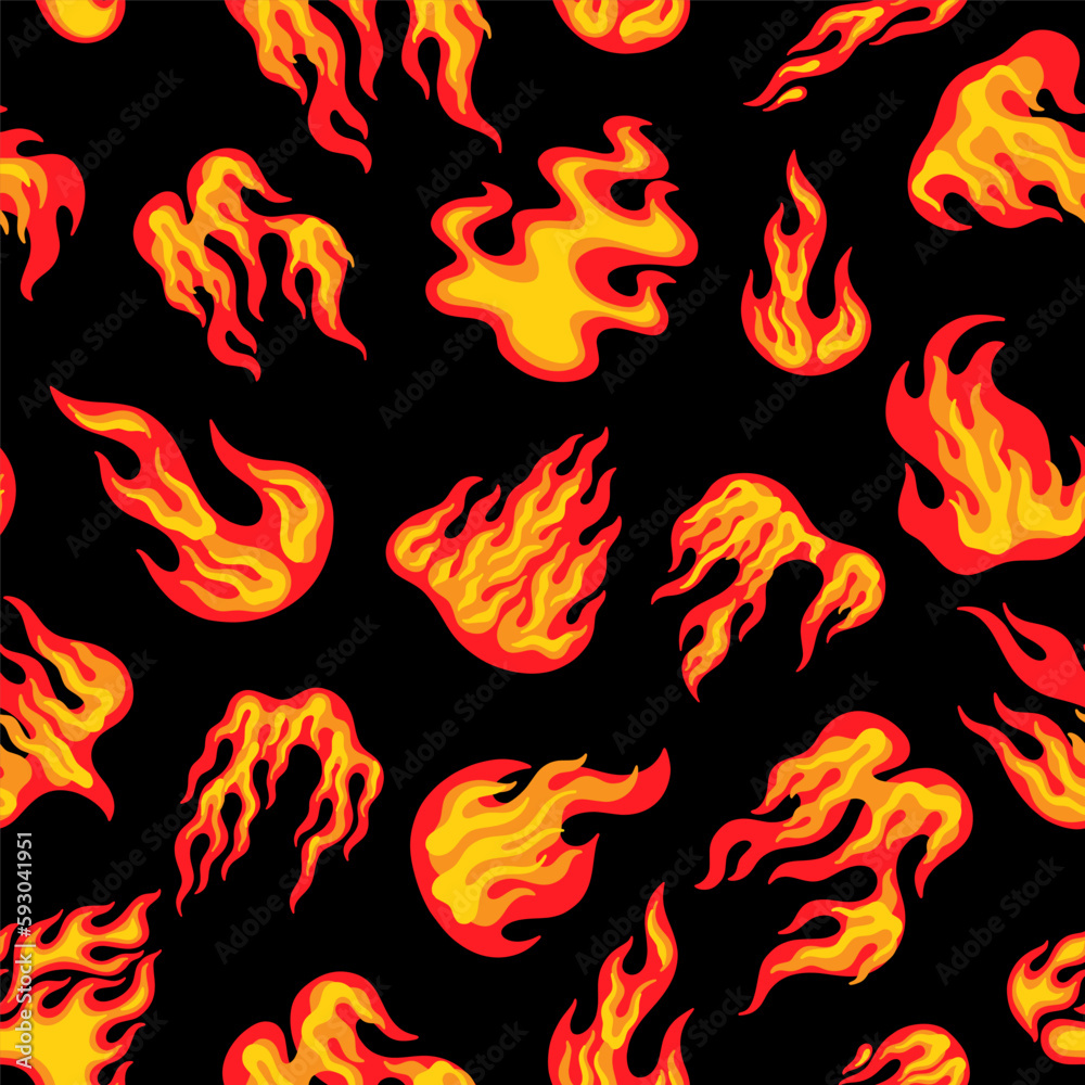 Fire flame pattern. Seamless fireflame, flammable texture of firewall ...