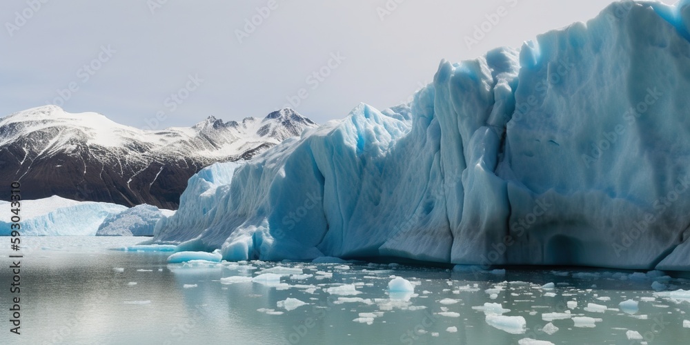 A melting glacier, illustrating the alarming consequences of global ...