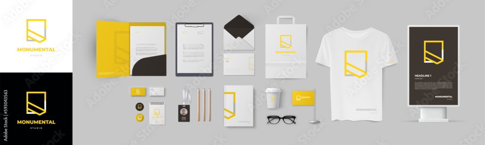 Yellow logo corporate style design. Corporate branding design ...