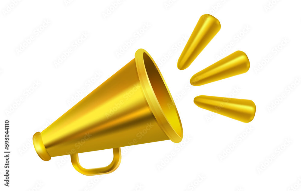 Vector icon of vintage golden megaphone for fake, breaking news or sale ...