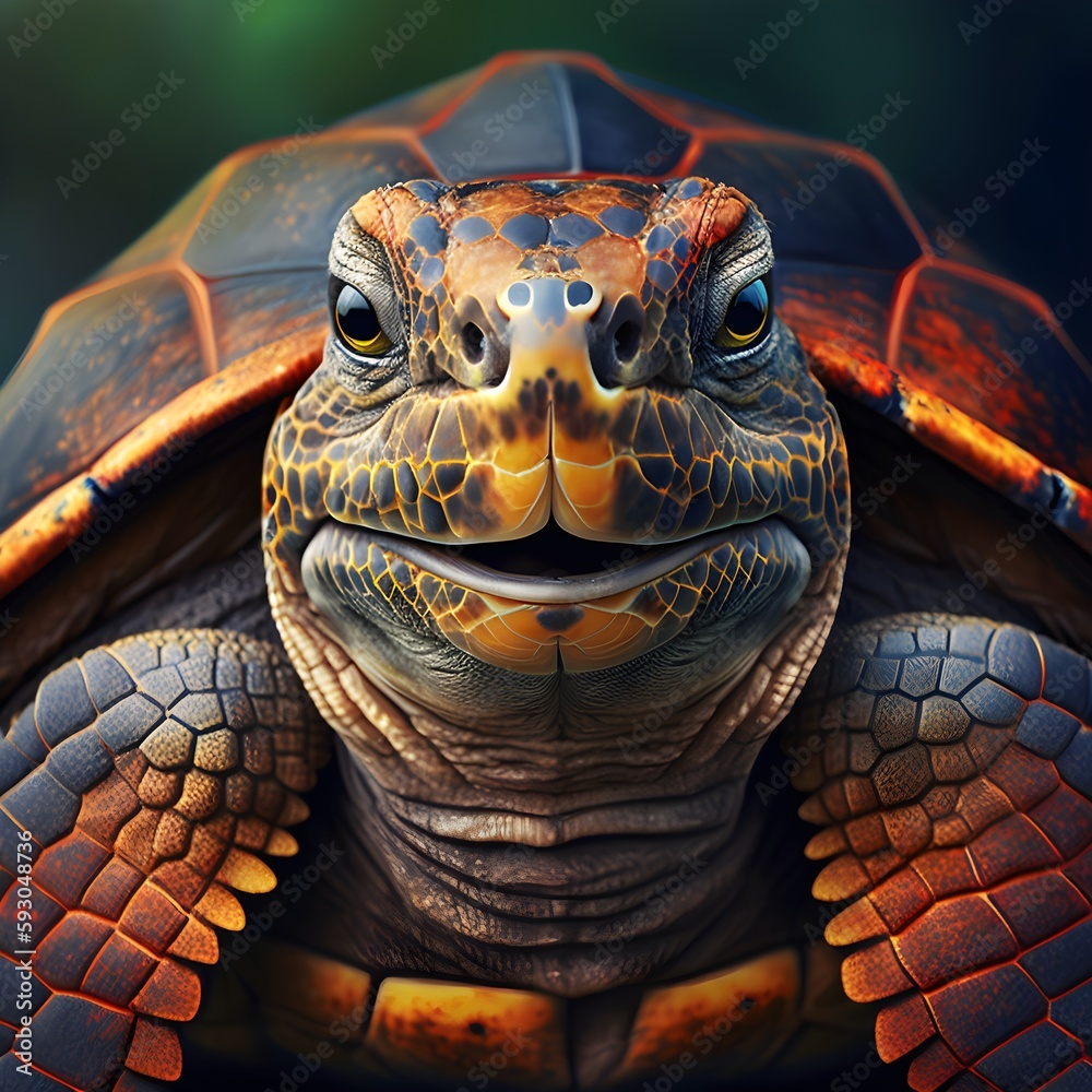 detailed photography of the face of a smiling tortoise portrait 3d ...