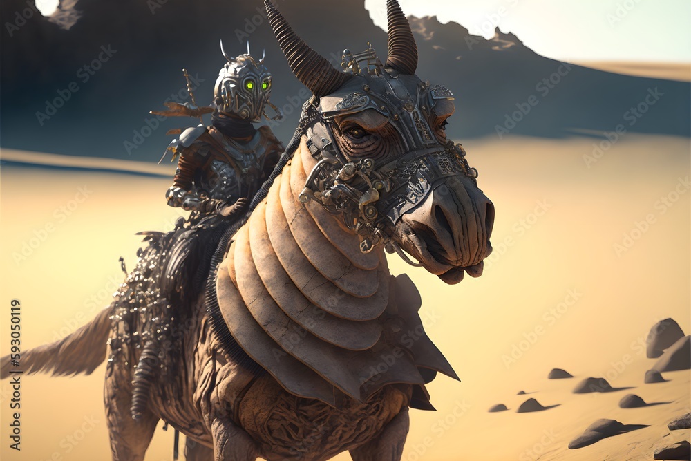 a monstrous insectile alien biomechanoid riding a mutated hybrid ...