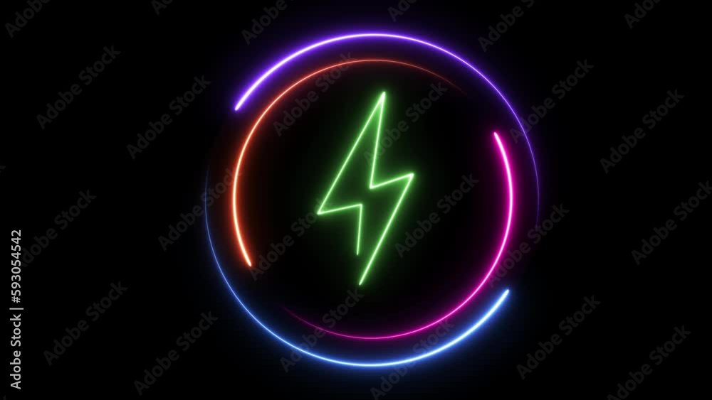 Energy Icon Animation.neon Electric Icon Animation With Glowing Circle ...