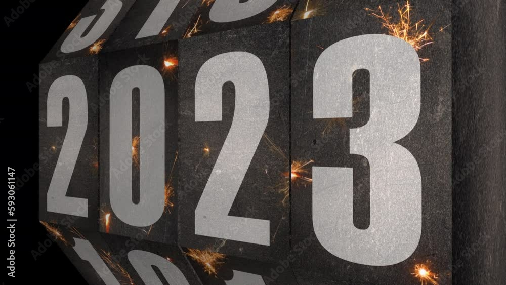 Rotating mechanical steampunk vintage timer switching from year 2022 to ...