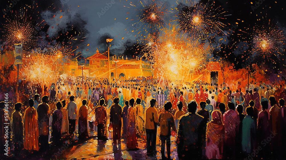 Indian crowd was ecstatic as they gathered together to celebrate Diwali ...