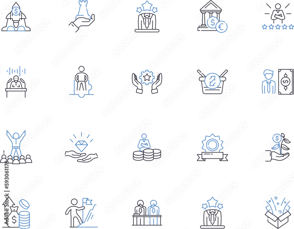 Business success outline icons collection. Success, Profit, Expand ...