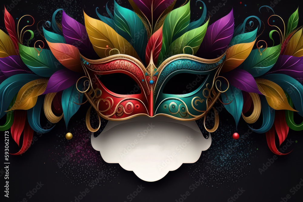 Colorful carnival mask, carnival background with copy space. Generative ...