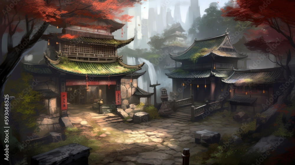 Samurai Gaming Art Game Environments Background Stock Illustration ...