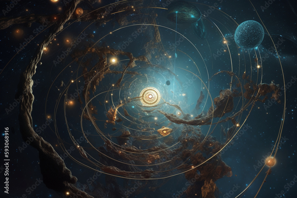 An interdimensional wormhole spiral in cosmic starry sky, concept of ...