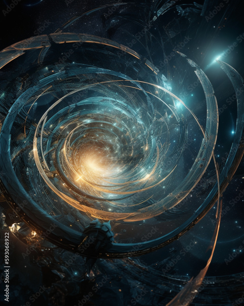 An interdimensional wormhole spiral in cosmic starry sky, concept of ...