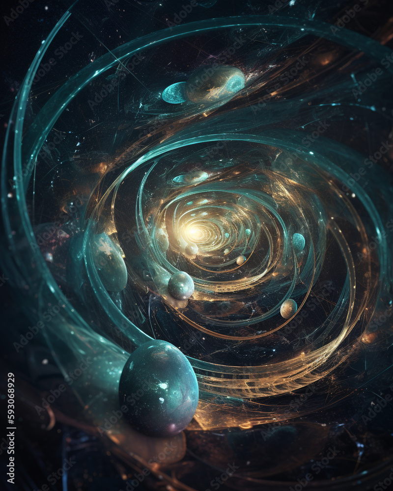 An interdimensional wormhole spiral in cosmic starry sky, concept of ...