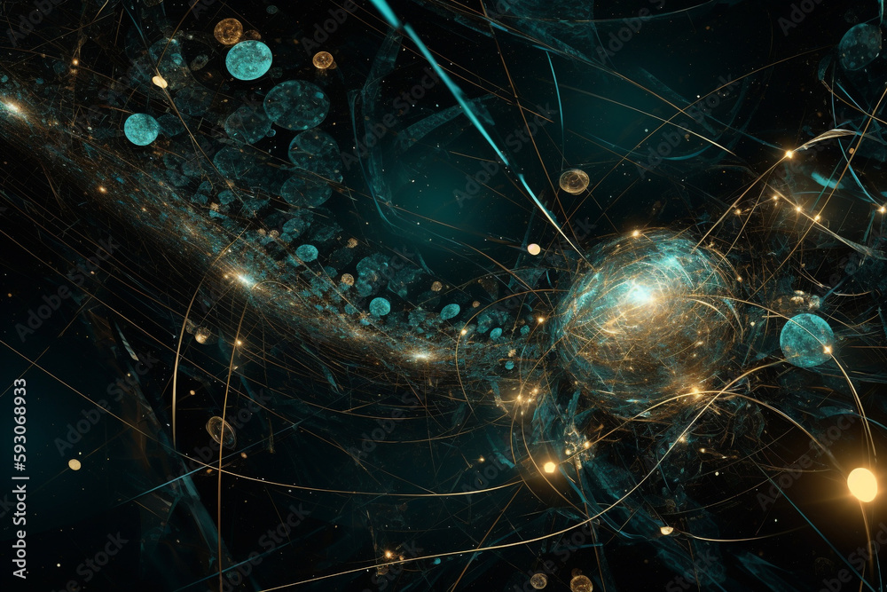 An abstract surreal 3D render of solar system in cosmic space, concept ...