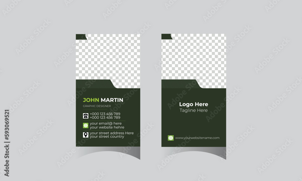Double-sided creative business card template. Portrait orientation ...