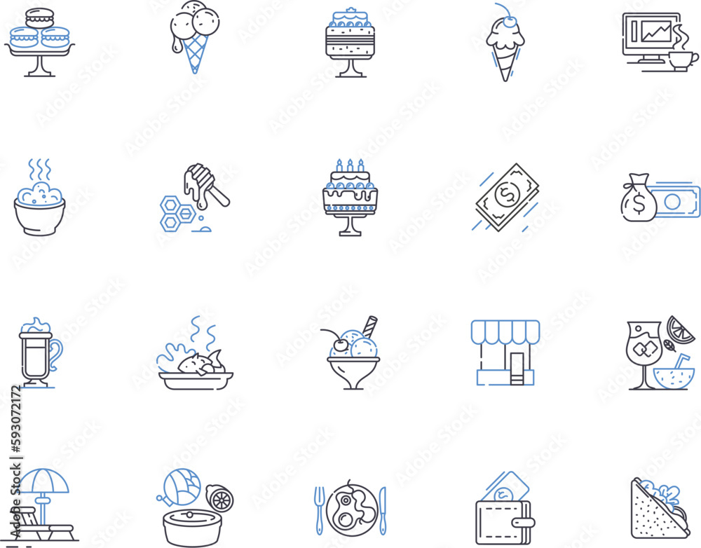 Cafe outline icons collection. Cafe, Coffee, Espresso, Latte ...