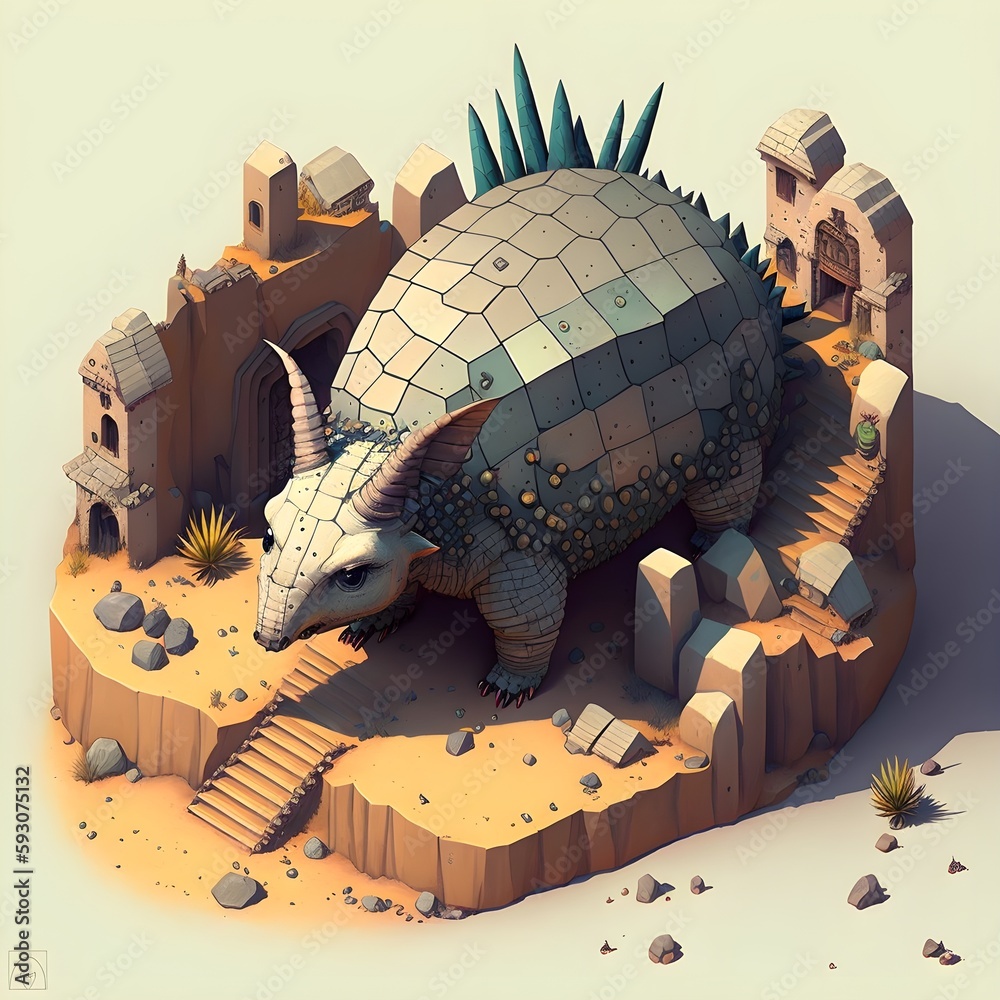 fantasypunk style of studio ghibli anime style detailed inc isometric ...