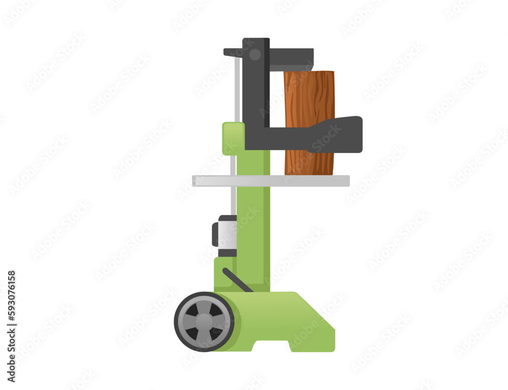 Electric portable log splitter with wheels vector illustration isolated ...