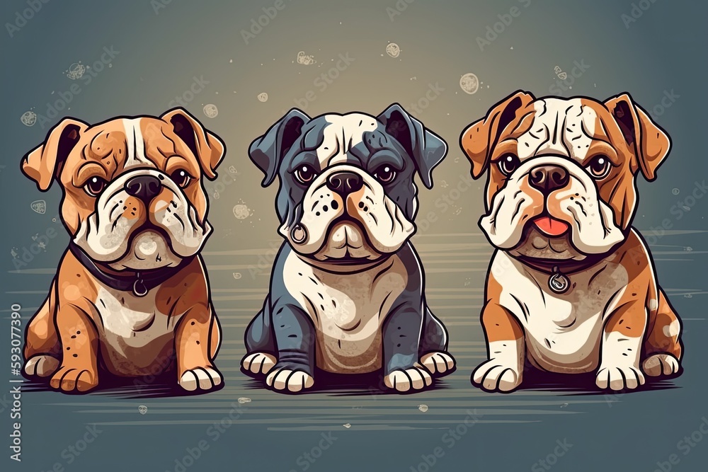 cartoon bulldog artwork collection. Generative AI Stock Illustration ...