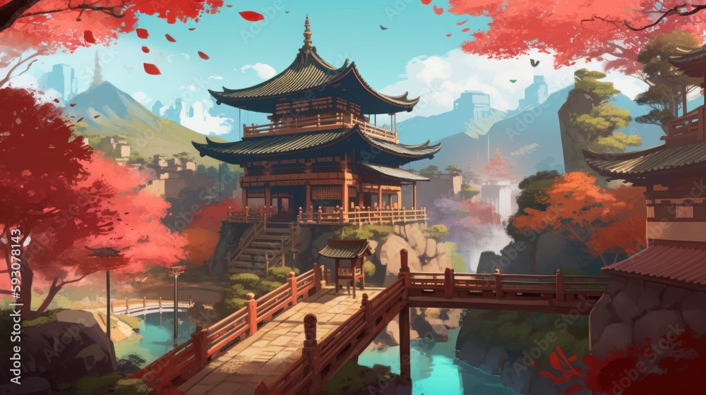 Japan Game Art Background Stock Illustration | Adobe Stock